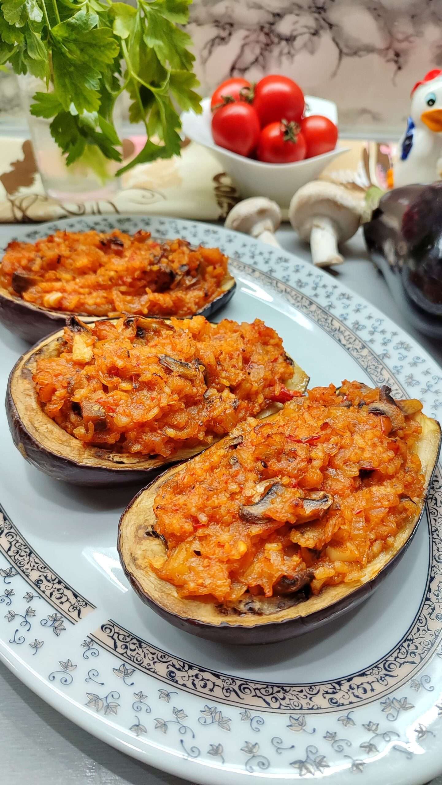 Punjeni patlidžan sa šampinjonima (Posno) - Kreativna domaćica